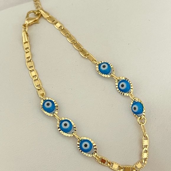 Jewelry | 18k Gold Filled Evil Eye Mariner Bracelet | Poshmark